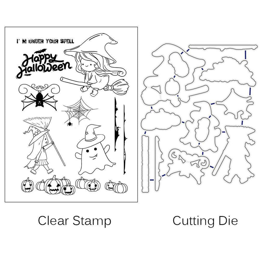 Cute Halloween Witches Dies with Stamps Set – Inlovearts