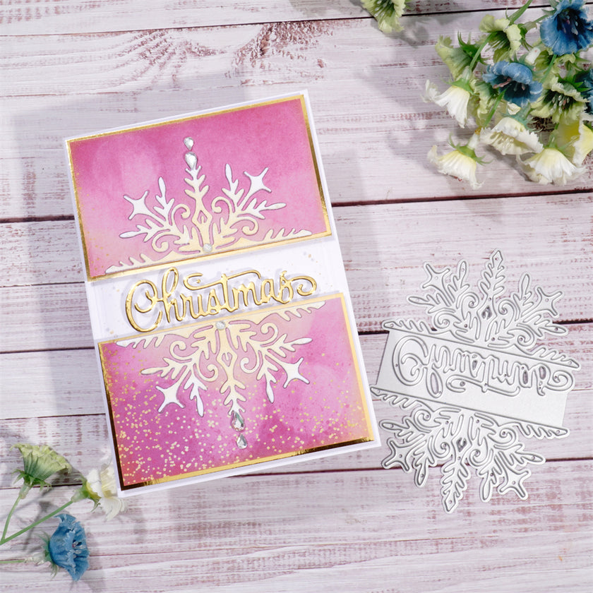 Inlovearts Christmas Words with Snowflakes Cutting Dies