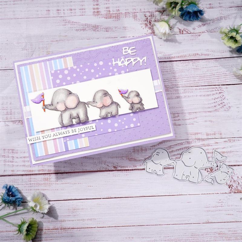 Inlovearts Cute Elephants Family Metal Cutting Dies