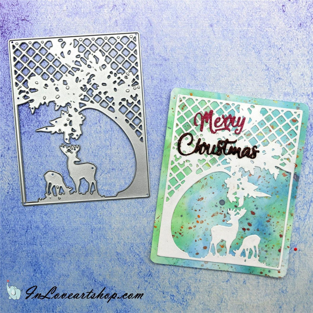 Inloveartshop Tree and Deer Grid Background Cutting Dies