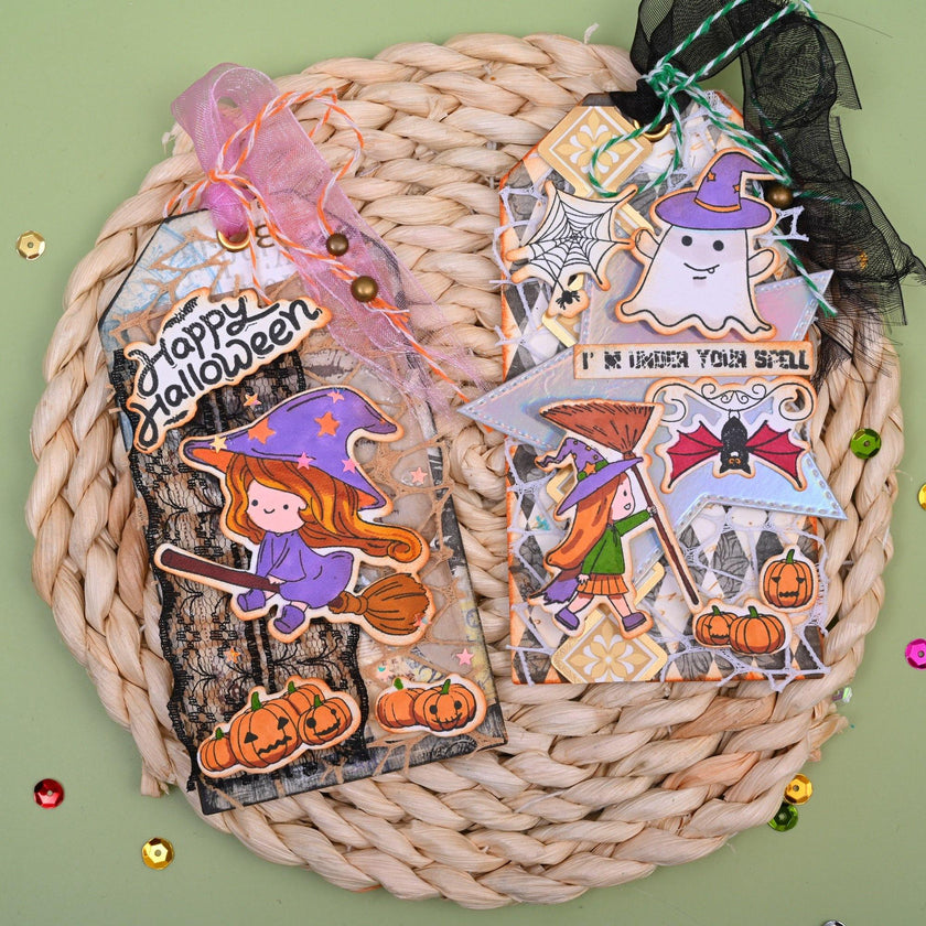 Cute Halloween Witches Dies with Stamps Set – Inlovearts