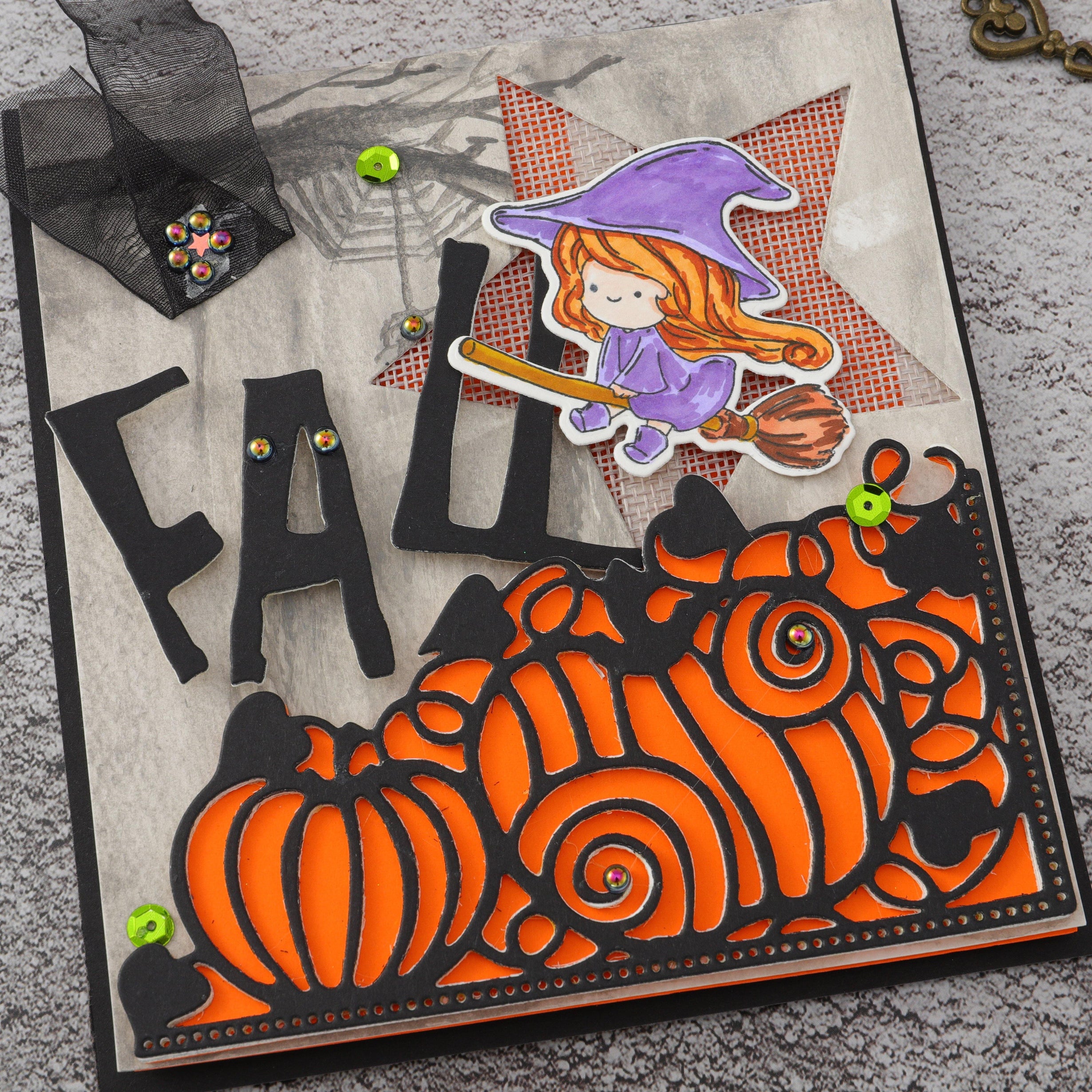 Cute Halloween Witches Dies with Stamps Set – Inlovearts