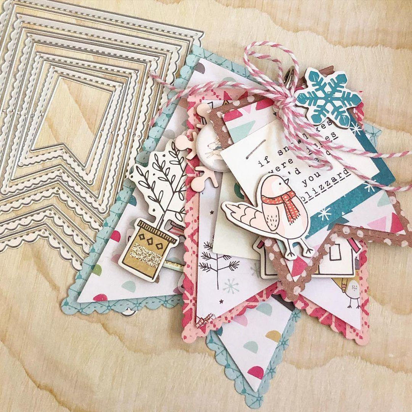 Inlovearts Stitched Lace Tag Decor Dies