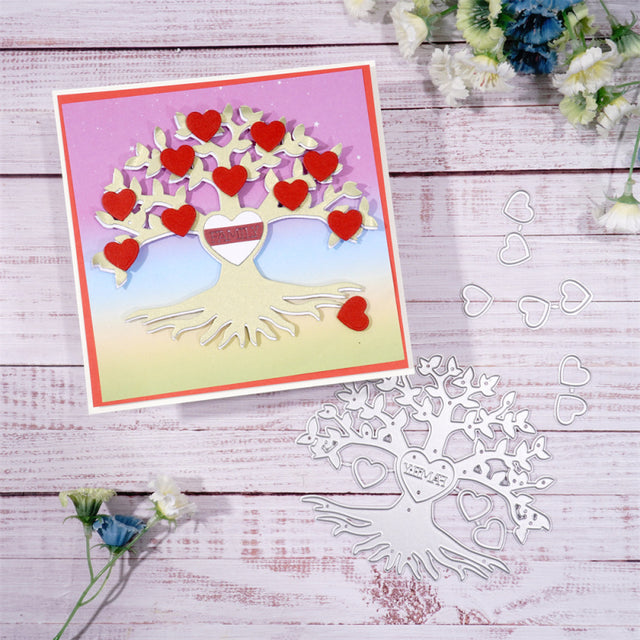 Inlovearts Family Tree with Heart Photo Frame Metal Cutting Dies
